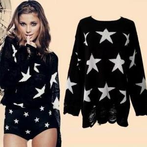Unique Stars Printed Knit&sweater on Luulla