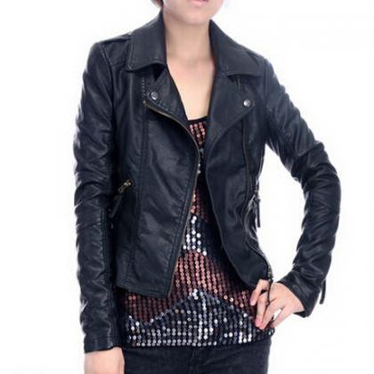 Black Soft Pu Slim Jacket on Luulla