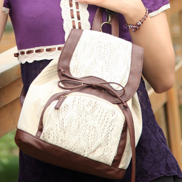Bowknot Backpack With Lace Detail 0627018 on Luulla